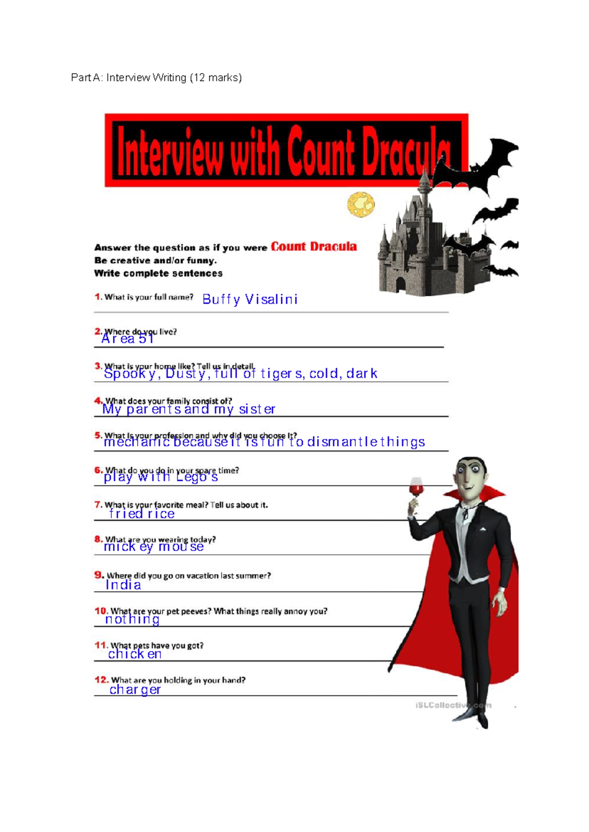 1675220693 Homework Dracula - English Proficiency I - Part A: Interview ...