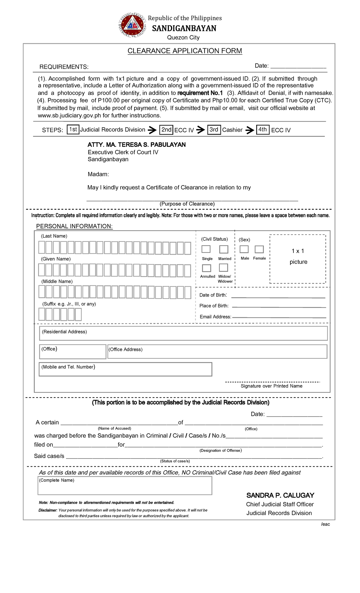 SANDIGANBAYAN Clearance Application Form 2024 - Requirements ...
