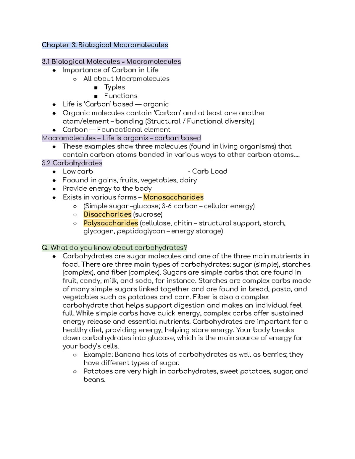 Biological Macromolecules: Carbs, Lipids, and Proteins Overview ...