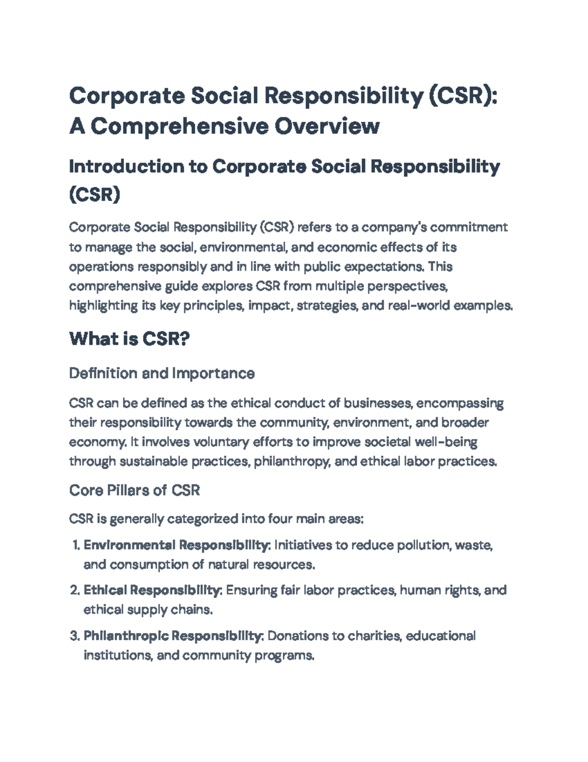 Corporate Social Responsibility (CSR): Key Principles and Impact Study ...