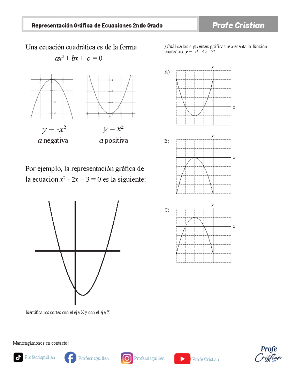Tema 11: Representación Gráfica de Ecuaciones 2ndo Grado - Studocu
