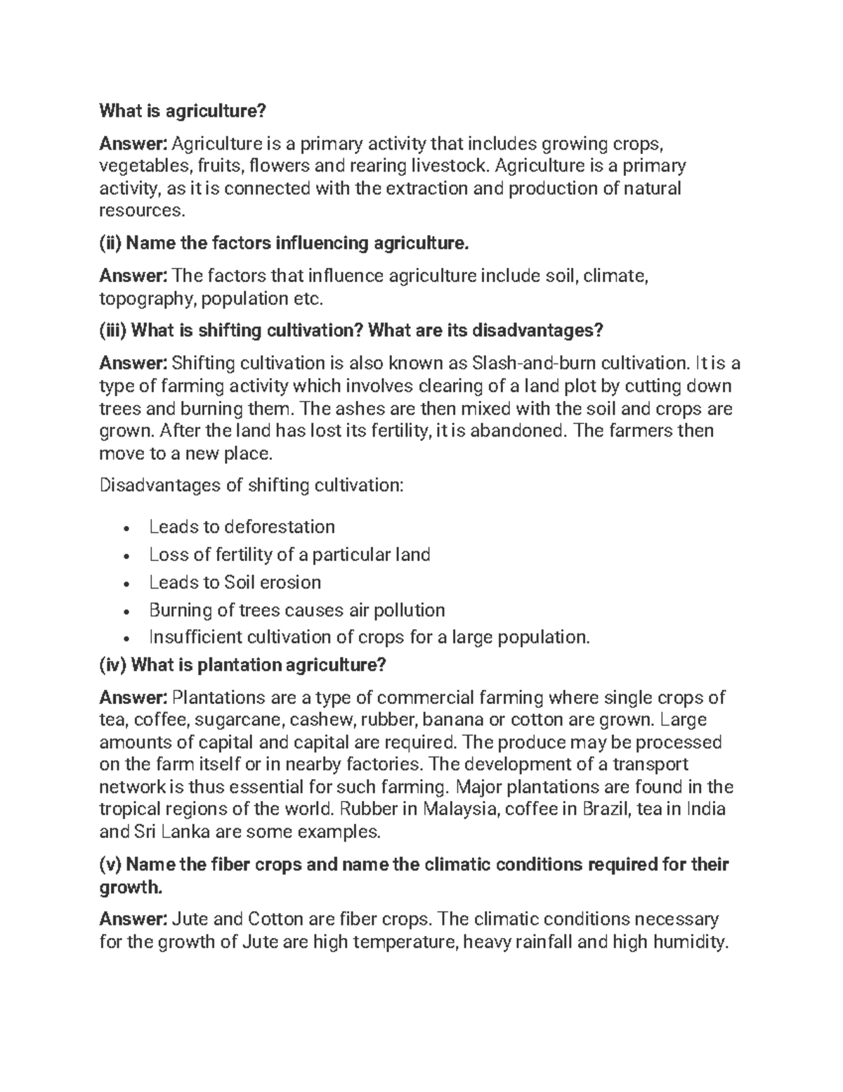 Agriculture Overview: Key Concepts and Influencing Factors - Studocu