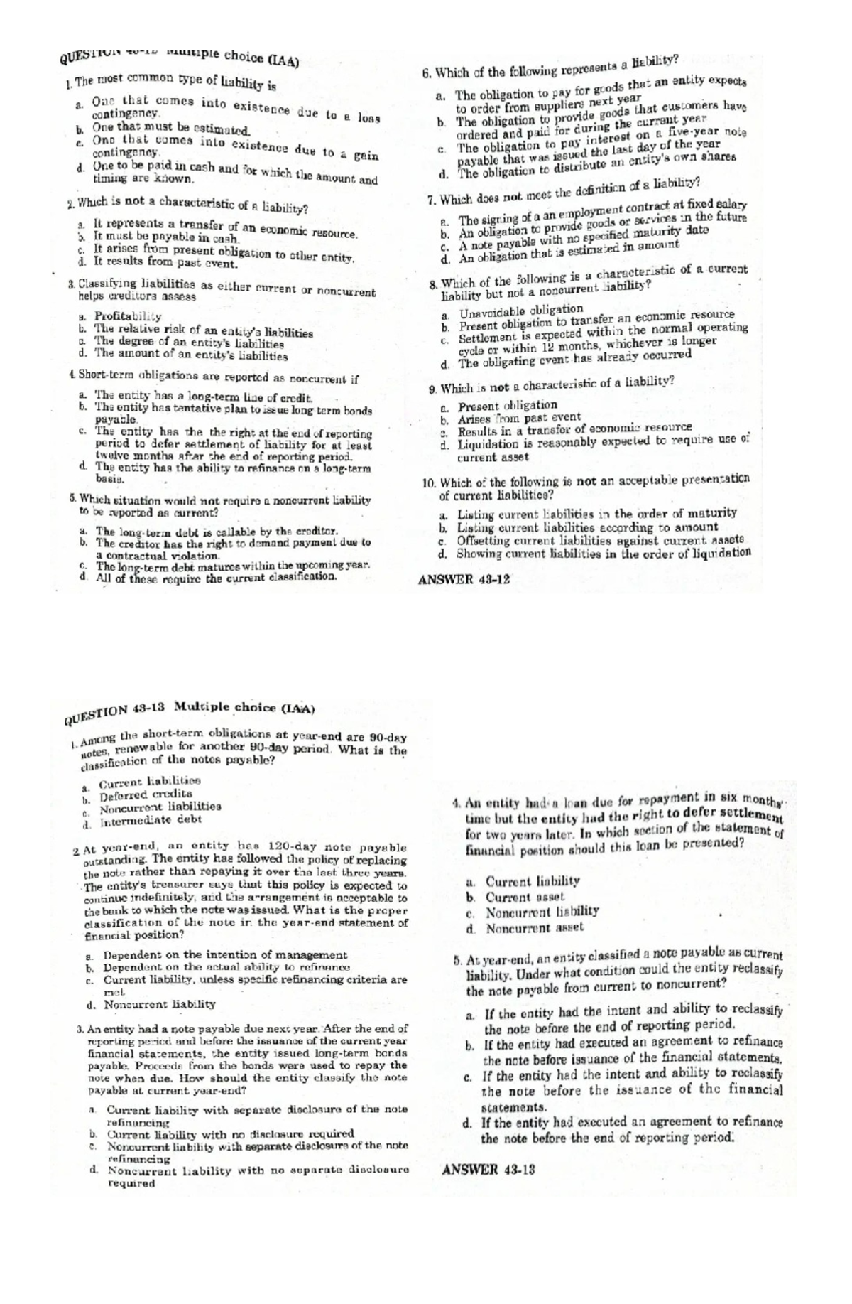 P1 ACC 108 Theories - QUESTION multiple choice (IAA) 6. Which of the following represents a ...