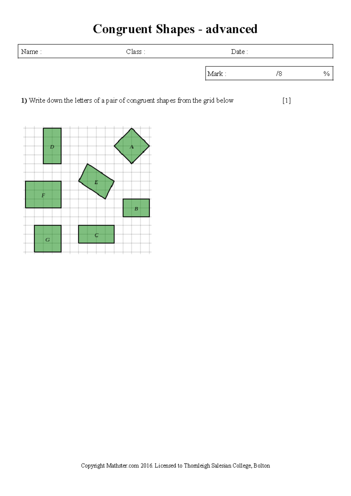 Congruent Shapes - Advanced - Math 3 Exam Review - Studocu