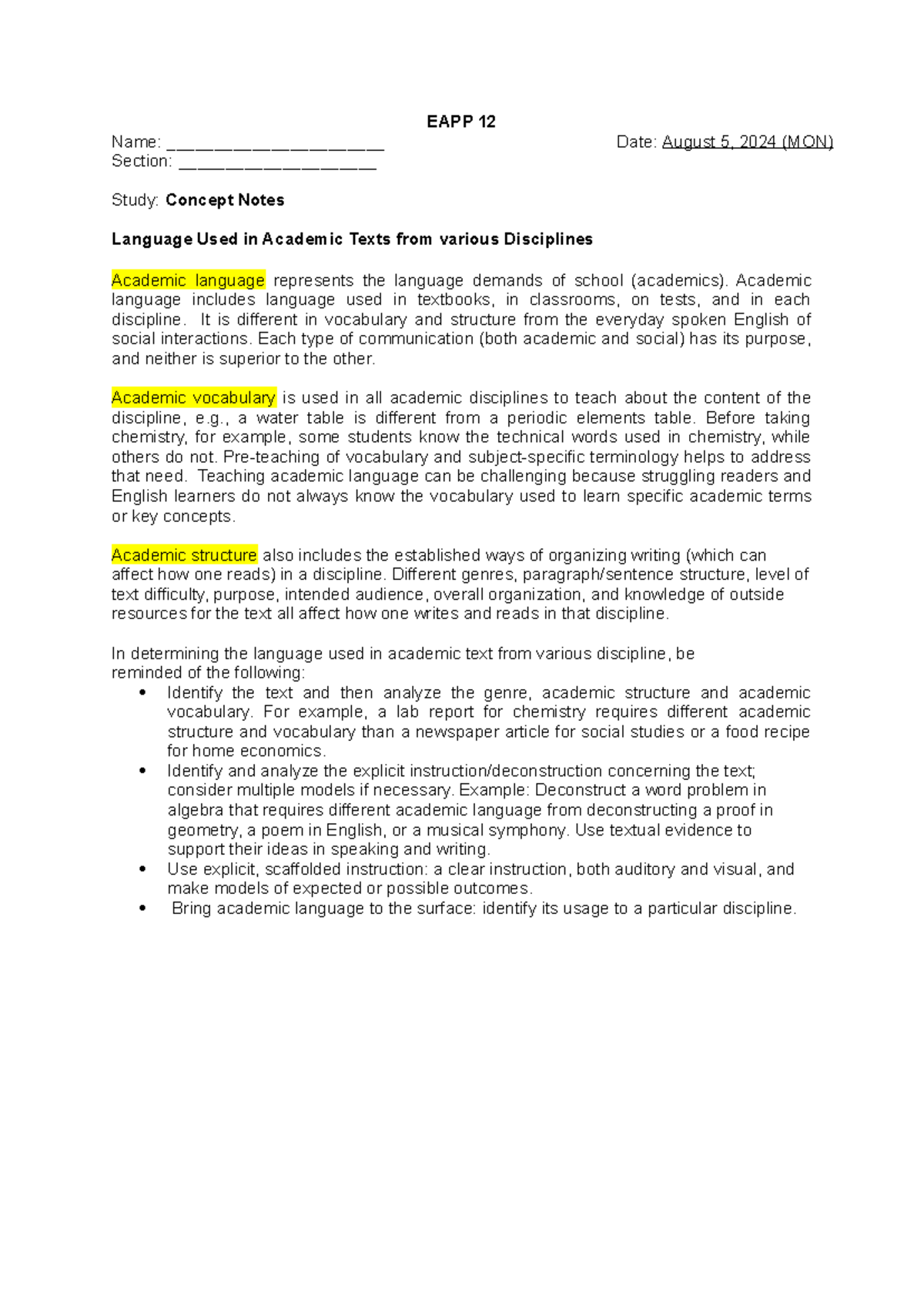 EAPP 12 - Activity Sheets for Academic Language Understanding and Usage ...