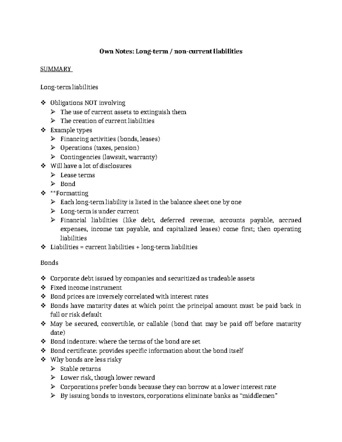 Own Notes- Long-term liabilities - Own Notes: Long-term / non-current ...