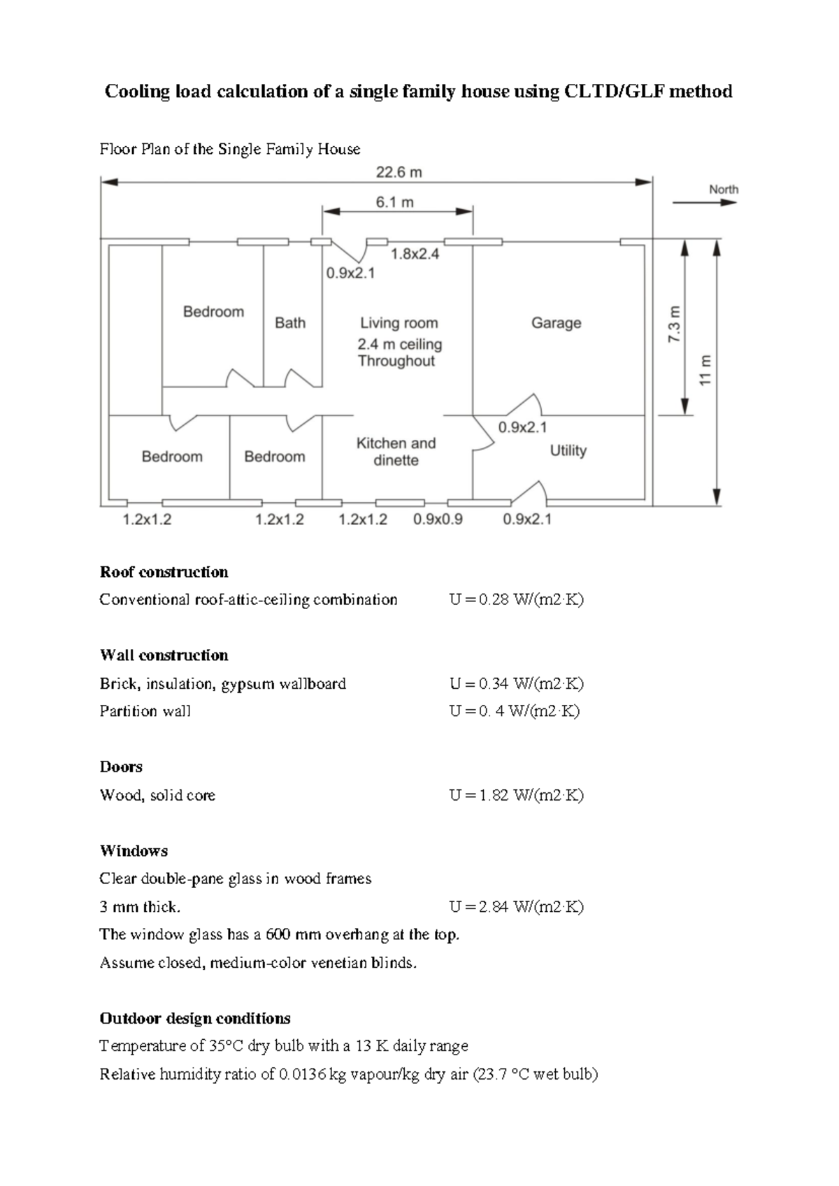 Cooling Load Calculation Example for Single Family House - ASHRAE - Studocu