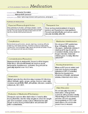 Omeprazole (Prilosec) Drug Card - ACTIVE LEARNING TEMPLATE: Medication ...