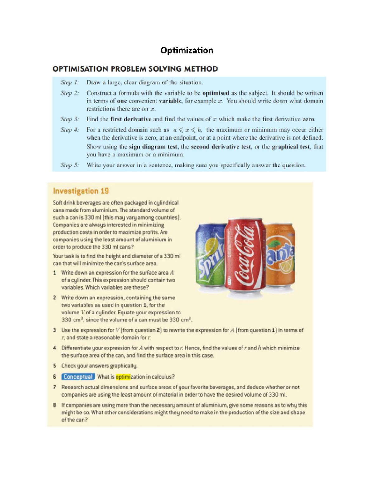 IBDP Optimization Lesson Resources: Solving Optimization Problems - Studocu