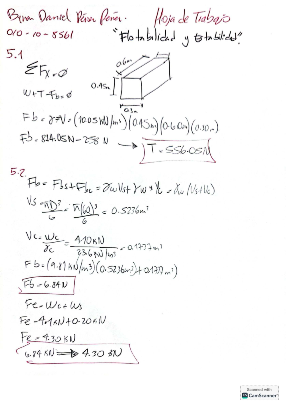 Hoja de Trabajo: Flotabilidad y Estabilidad (EFx.0) - Studeersnel