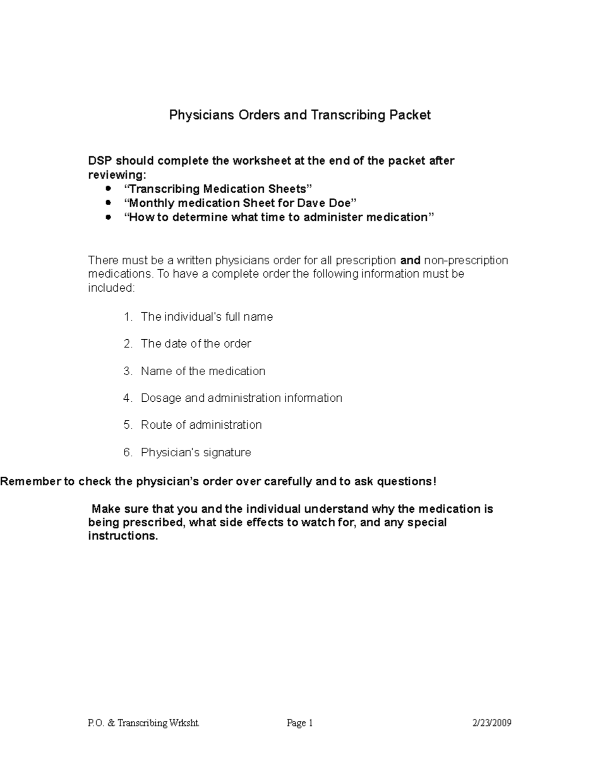 Nursing Med Transcribing Packet: Guidelines for Proper Med Management ...