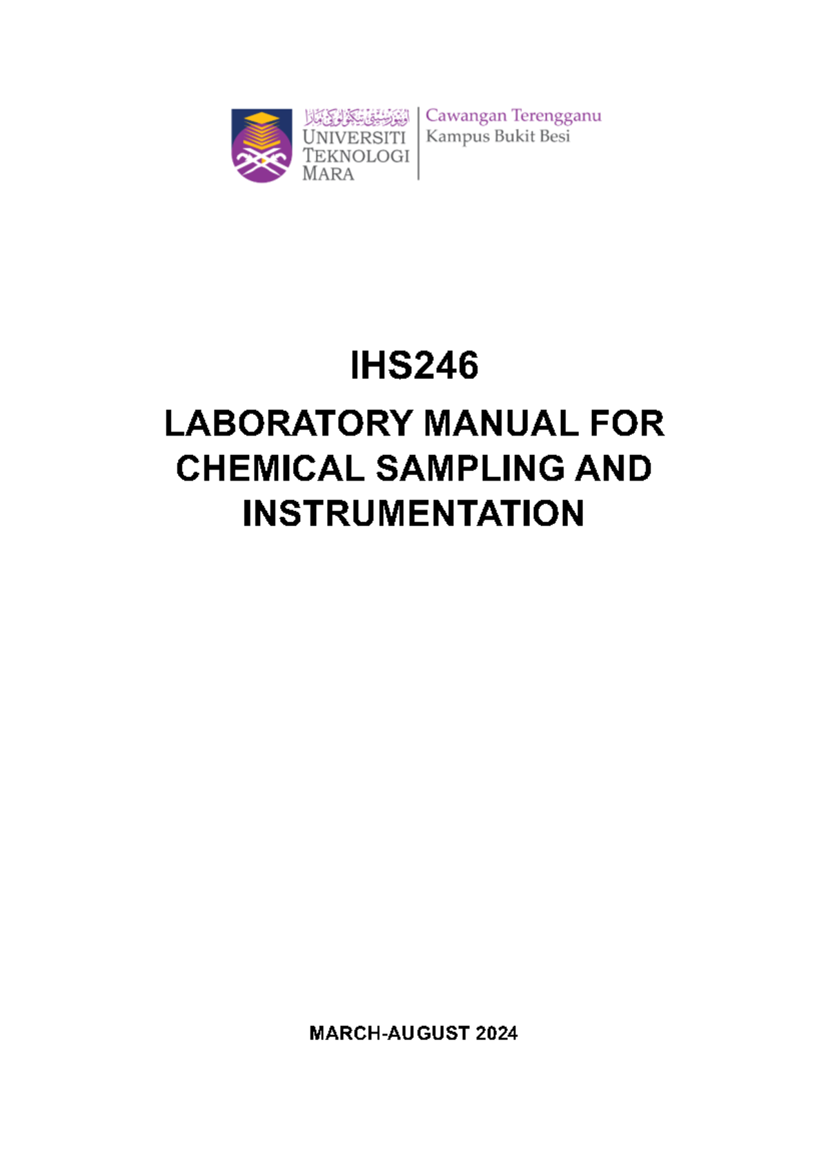 IHS246 Lab Manual: Exp. 3 - Chemical Exposure Monitoring of Benzene ...