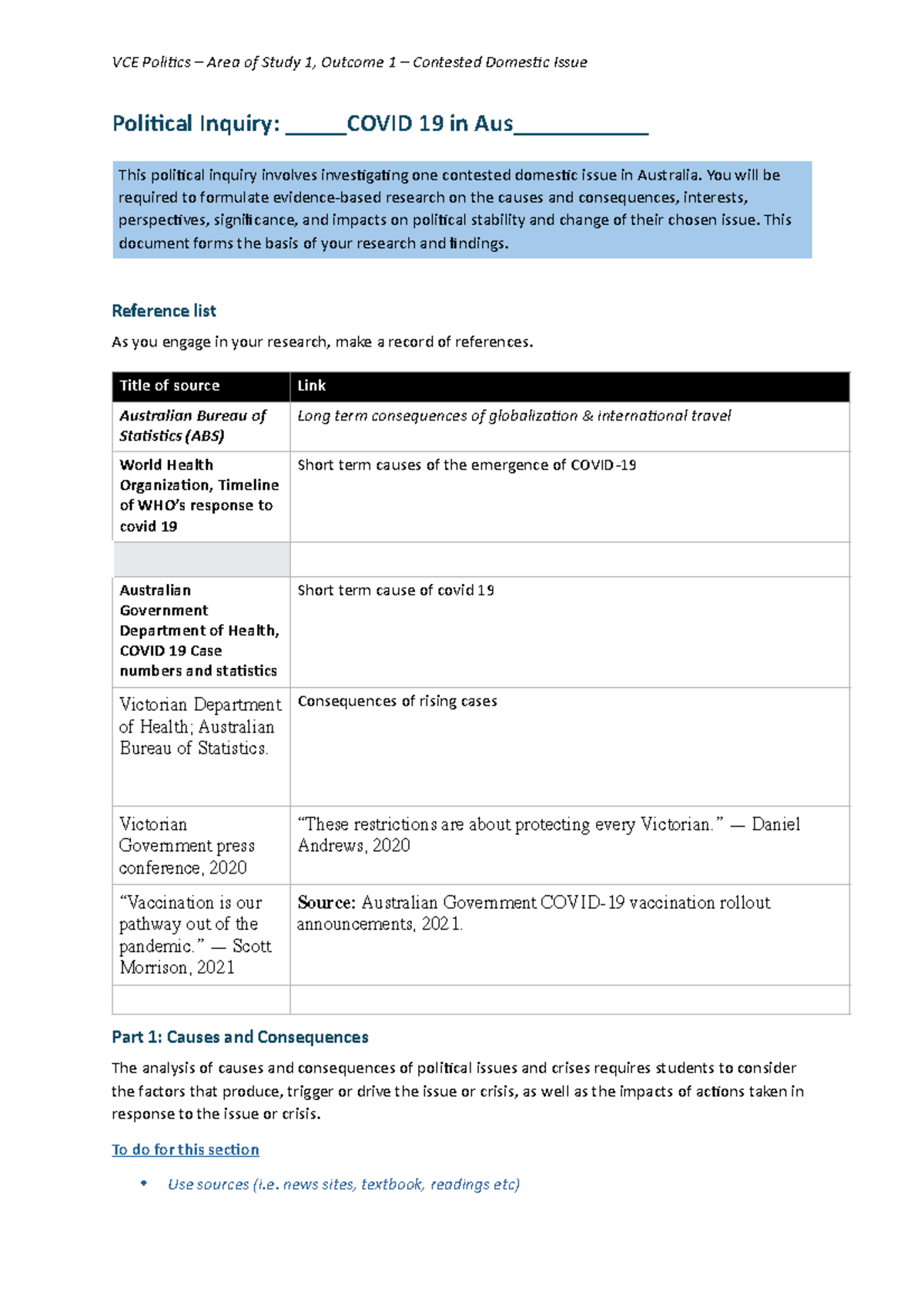 VCE Politics AOS 1: Contested Domestic Issues & Political Inquiry - Studocu