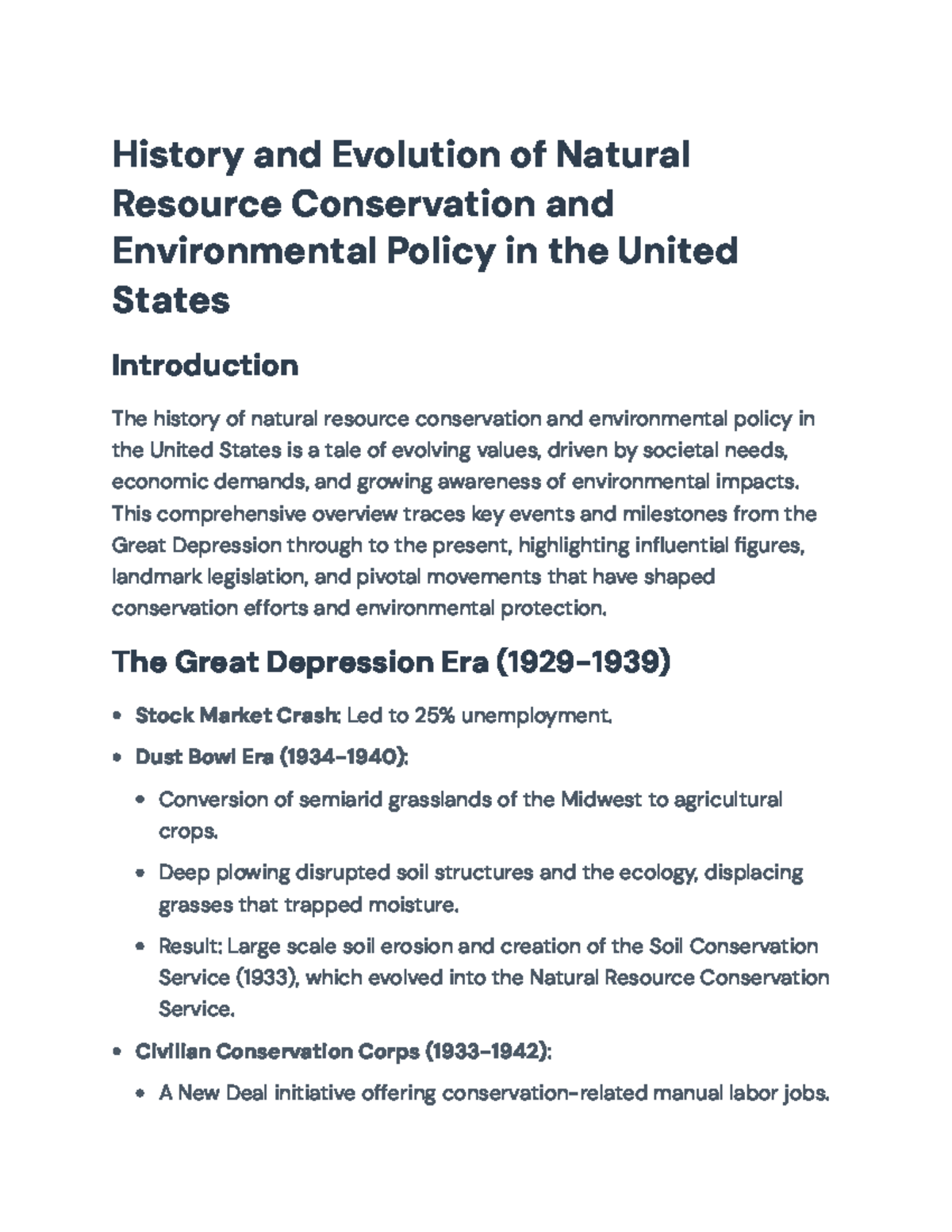 History and Evolution of Natural Resource Conservation in the U.S ...