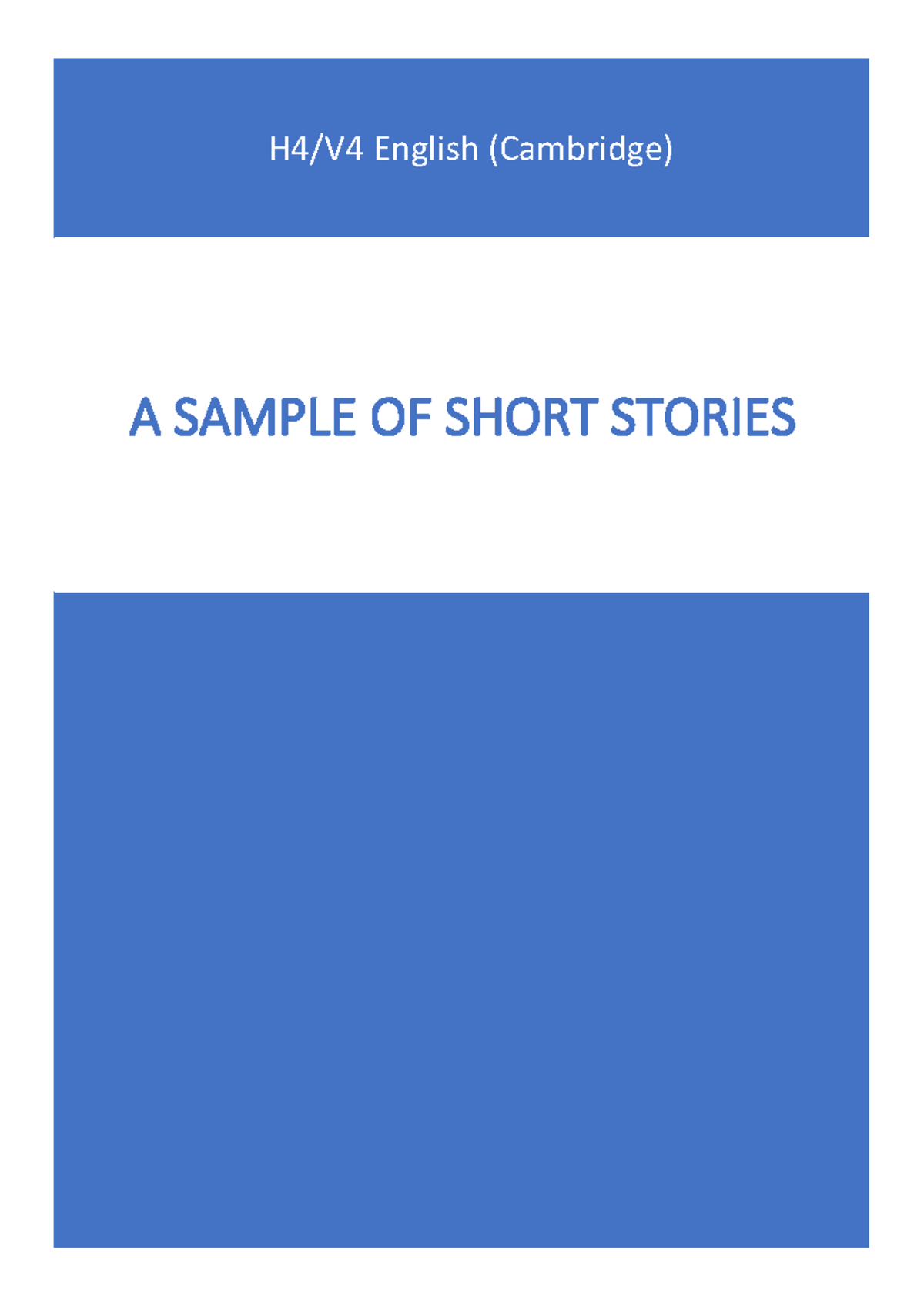 A Sample of Short Stories H4-V4: The Sniper, The Umbrella Man, & The ...