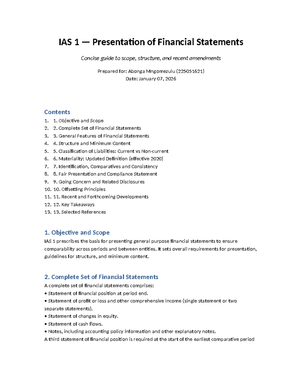 IAS 1 - Presentation of Financial Statements: A Concise Guide - Studocu