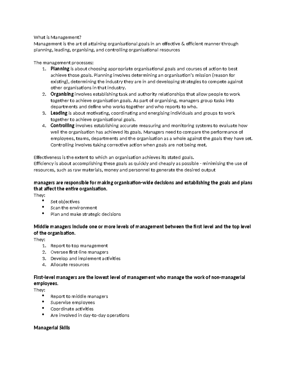 Management Concepts and Skills: Week 1 Study Notes (Course Code: MGT101 ...
