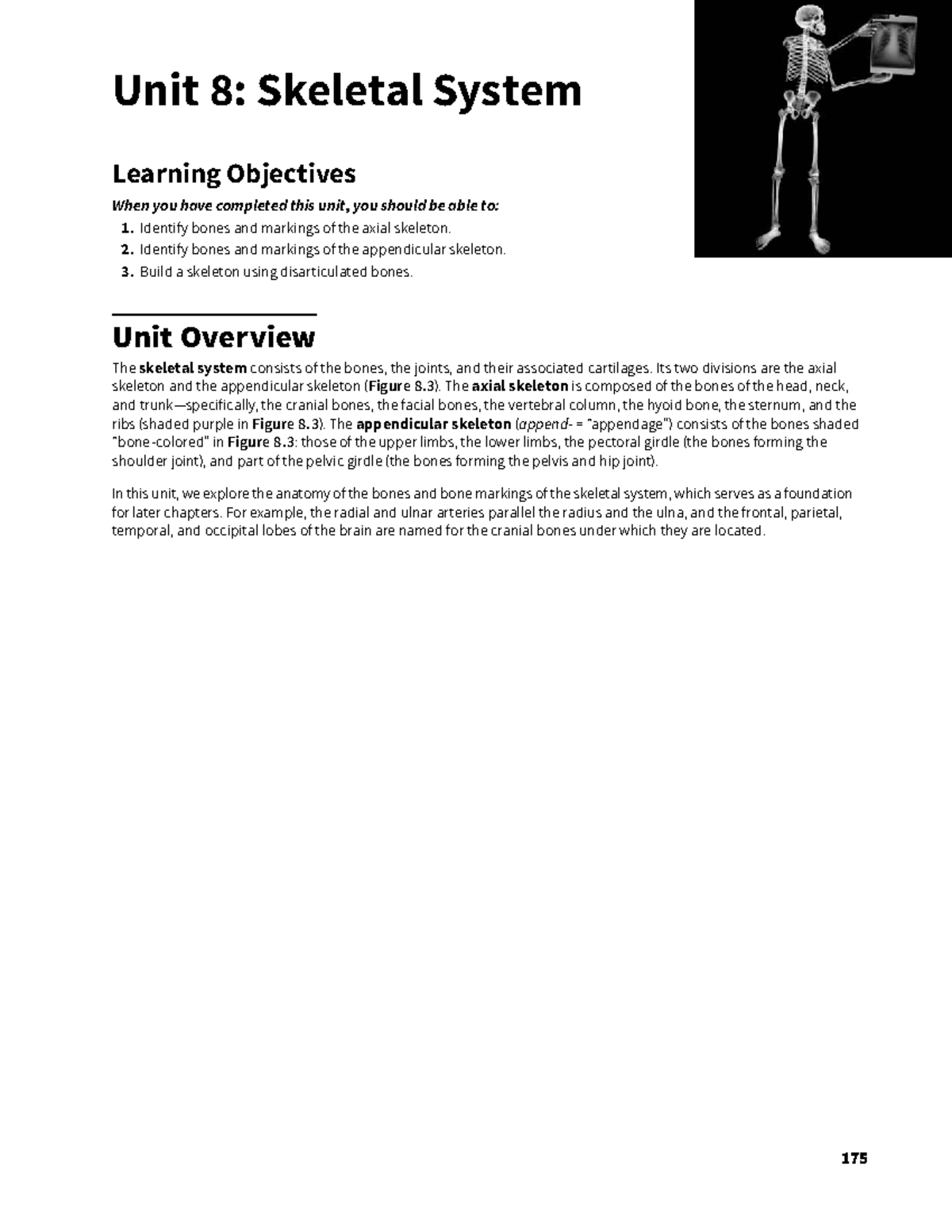 Unit 8: Learning Objectives for the Skeletal System - Studocu