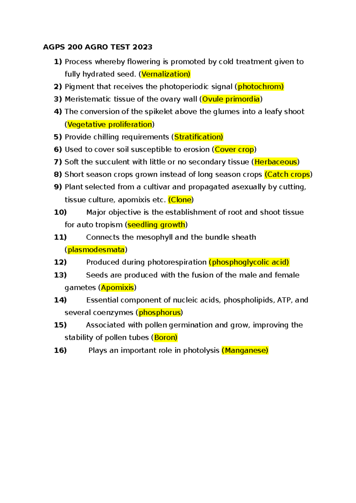 AGPS 200 AGRO TEST 2023 - Practise material for for AGPS200 TEST - AGPS ...