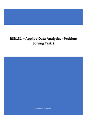 A1 Problem Solving Task Jaime Nibbs n11960884 - BSB131 A1 Problem-Solving Task 1 Applying CRISP ...