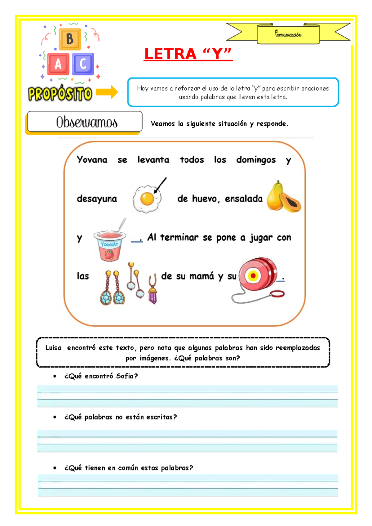 26 Ficha Letra Y: Actividades y Ejercicios para la Letra "Y" - Studocu