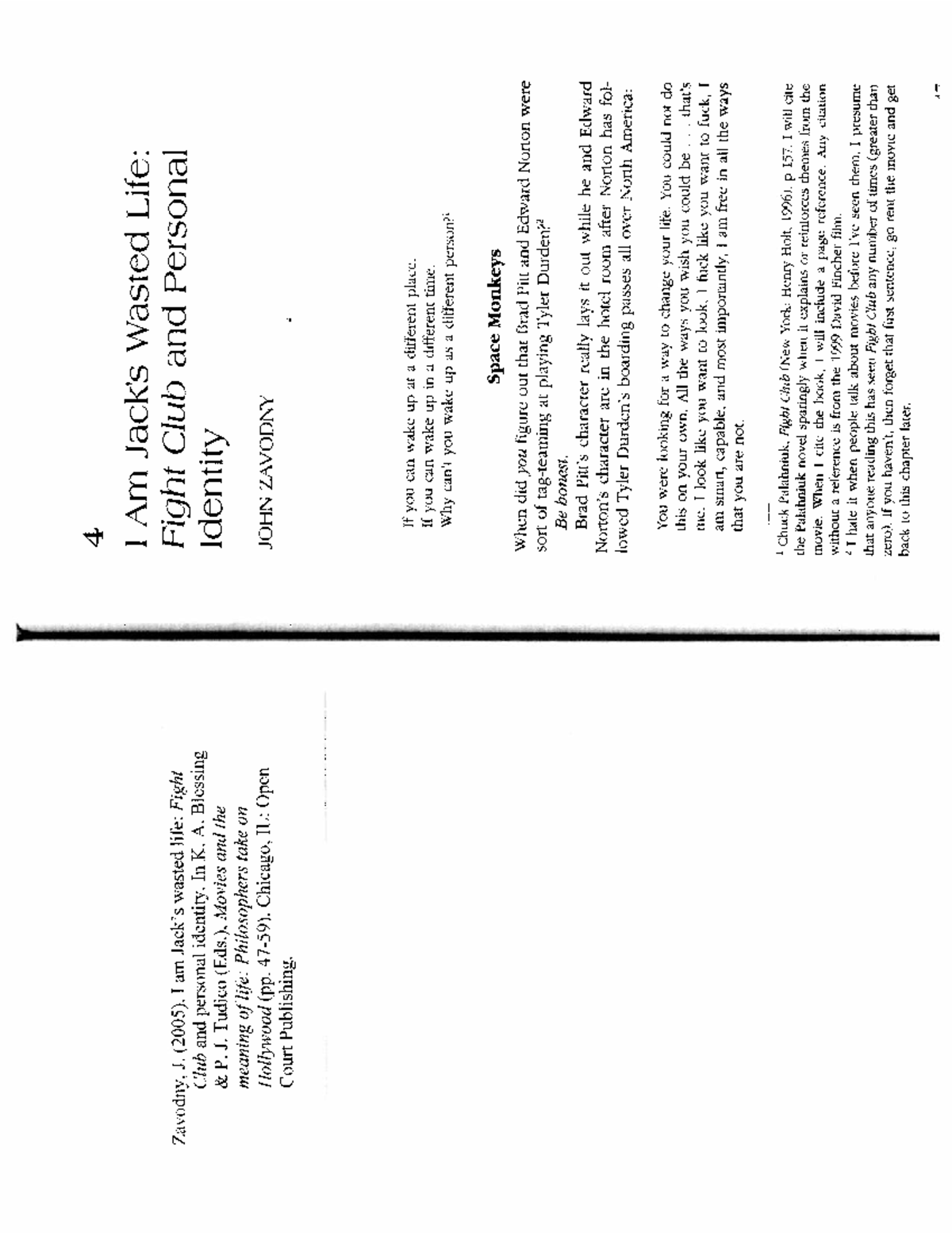 4 I Am Wasted Life: Analyzing Identity in Fight Club by Zavodny - Studocu