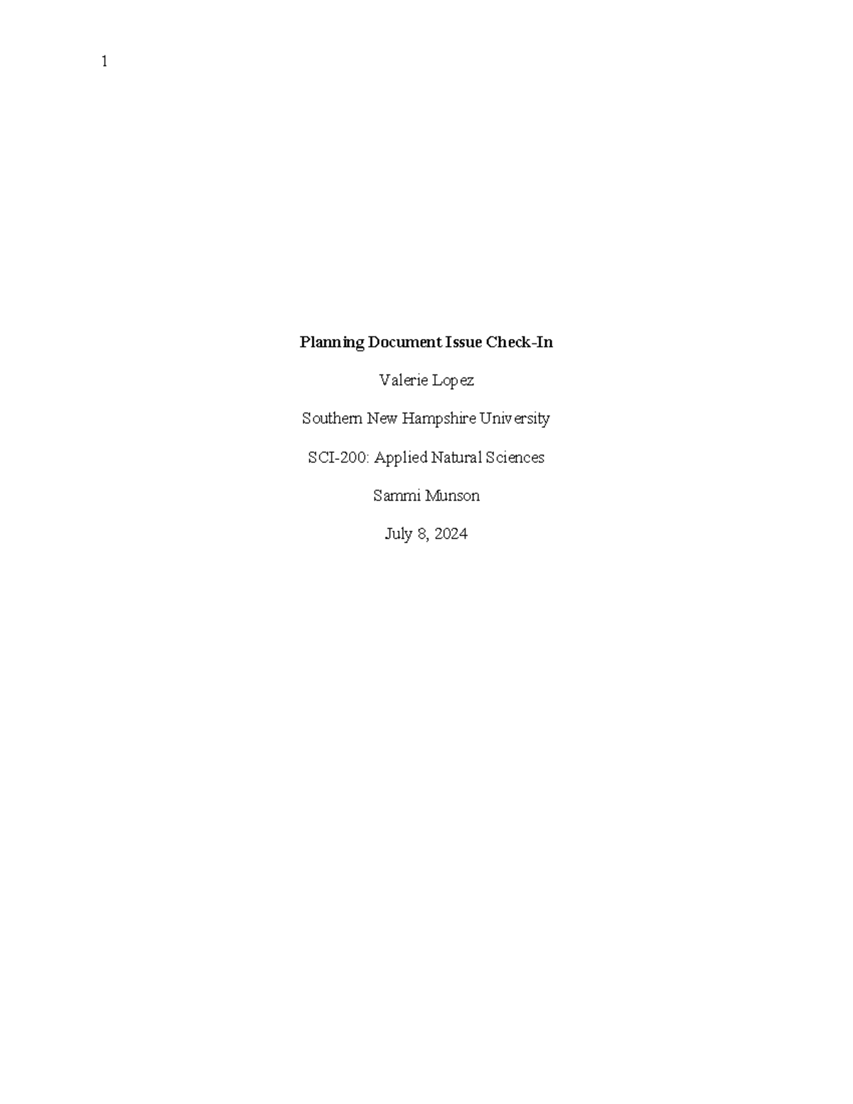 SCI-200: Project Part One - Planning Document Issue Check-In - Studocu