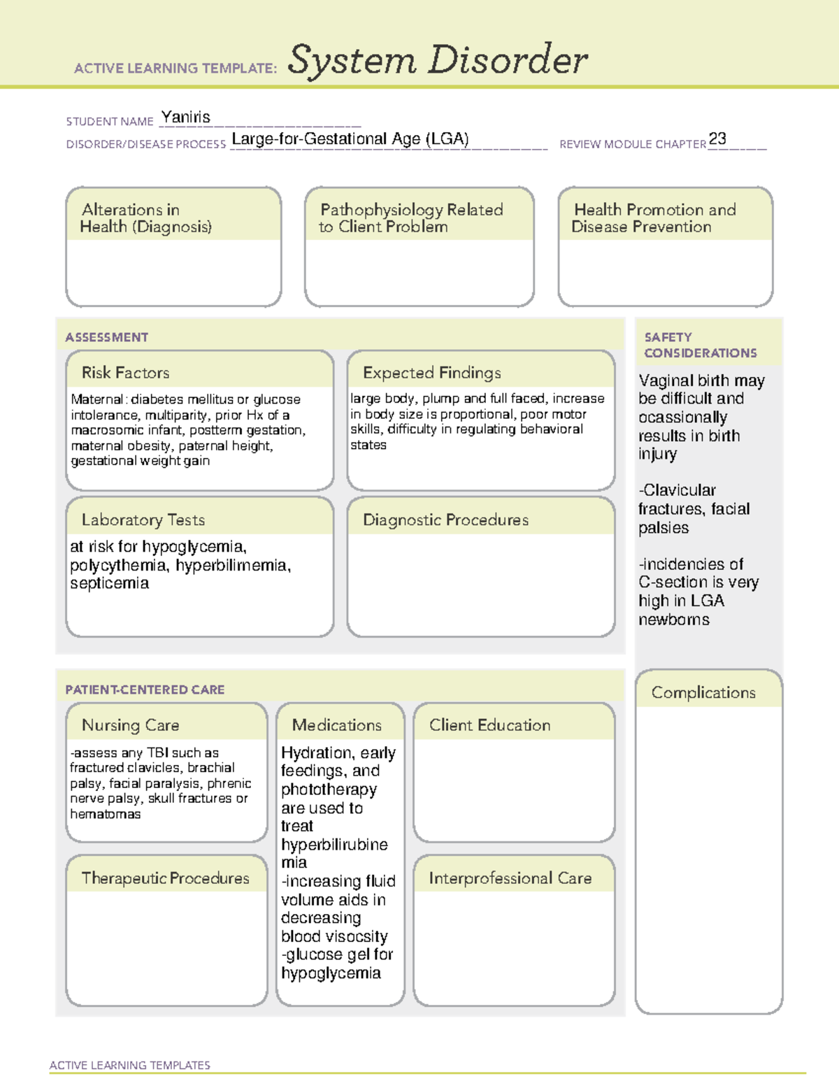 LGA Baby: Active Learning Template for System Disorder (Module 3) - Studocu