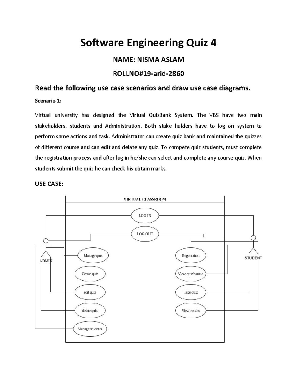Software Engineering Quiz 4: Use Case Diagrams Analysis - Studocu