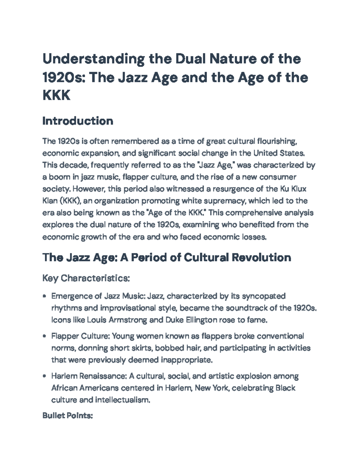 Understanding the Dual Nature of the 1920s: Jazz Age vs. KKK Era ...