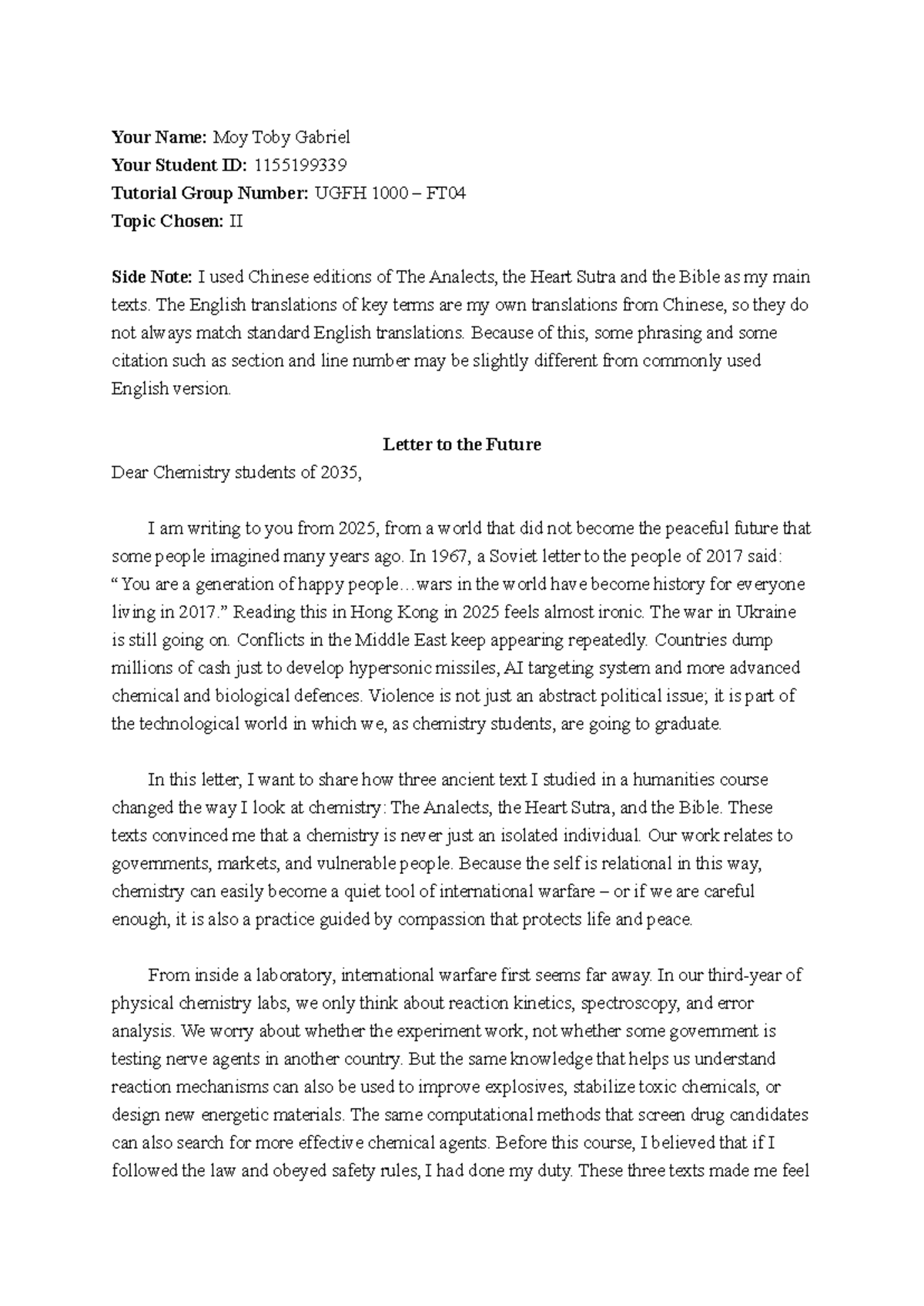 Chemistry and Ethics: A Reflection for Future Students (CHEM 2025 ...