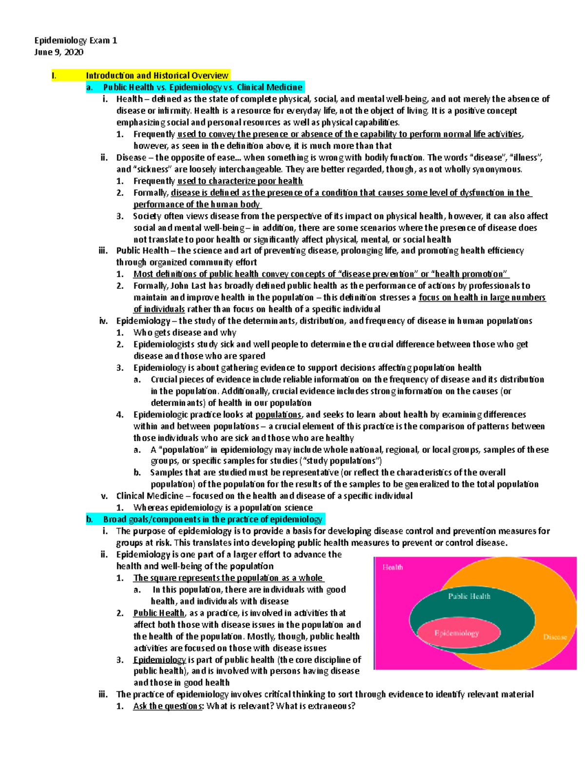 Epidemiology Exam 1 Study Guide: Key Concepts & Historical Insights - Studocu