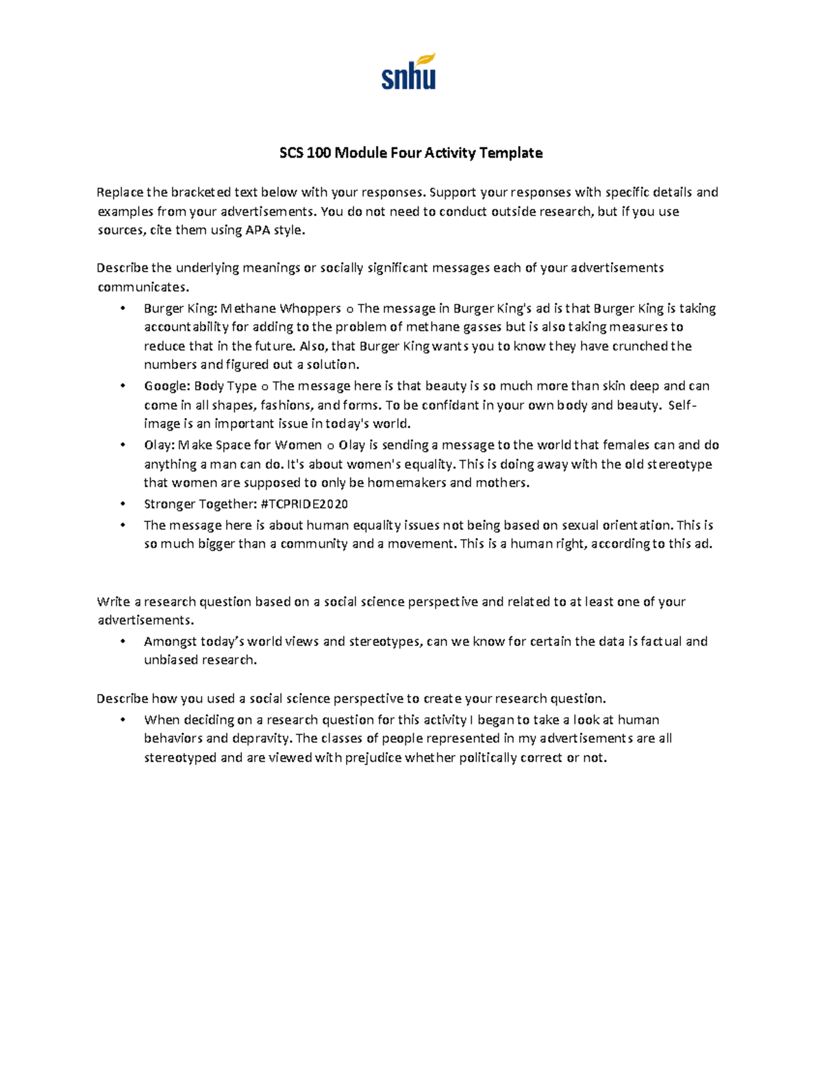 Mandimod 4 - some course work for class - SCS 100 Module Four Activity ...