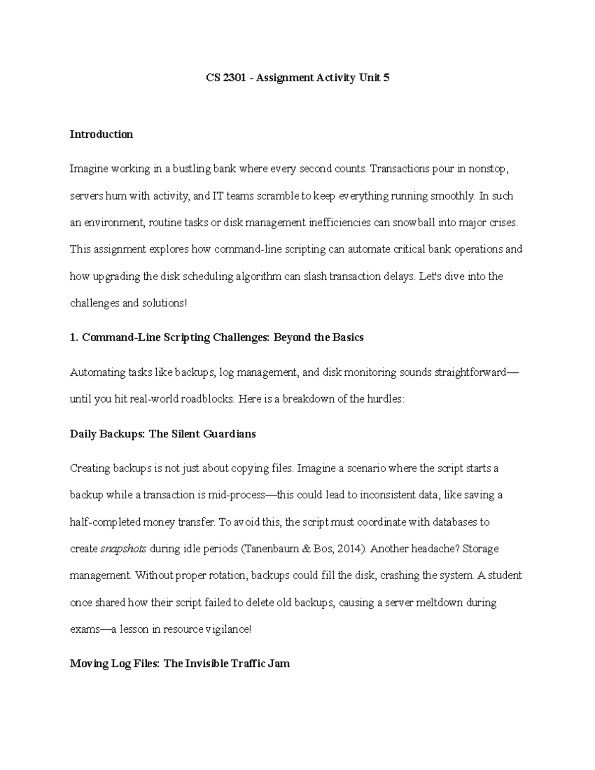 CS 2301 - Assignment Activity Unit 5: Automating Bank Operations - Studocu
