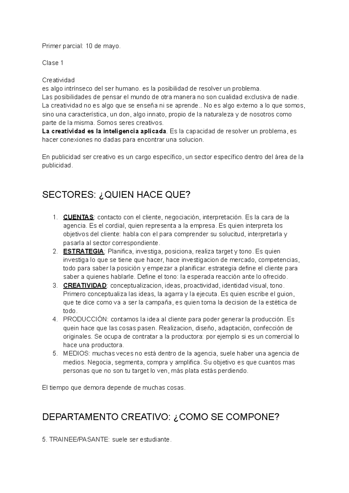 Creatividad Publicitaria: Primer Parcial - Clase 1 y 2 - Studocu