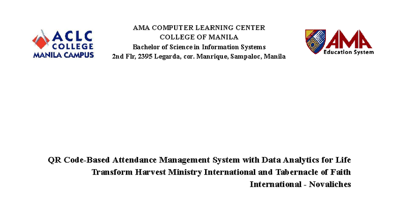 QR Attendance Management System with Data Analytics: Version 2.0 (BSIS ...
