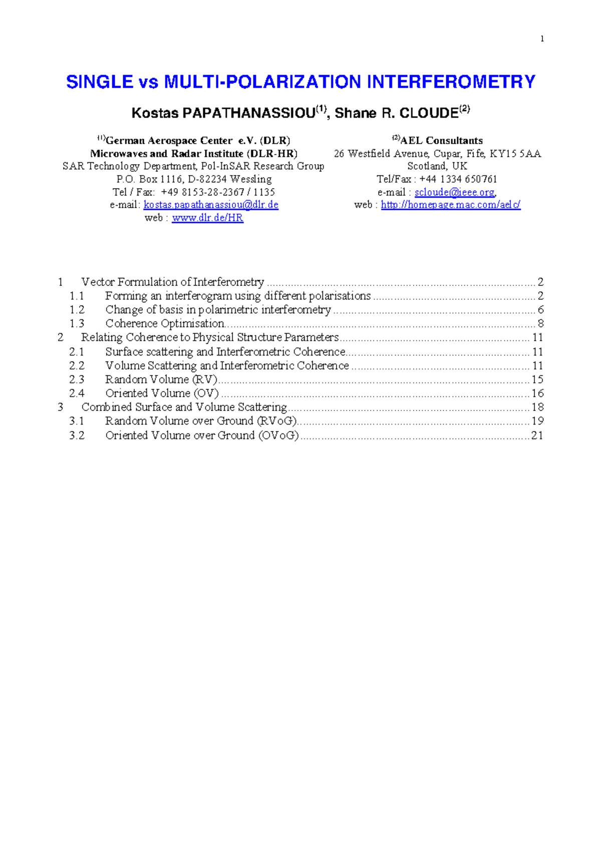 Pol-InSAR Basics: Understanding Interferometry and Coherence - Studocu