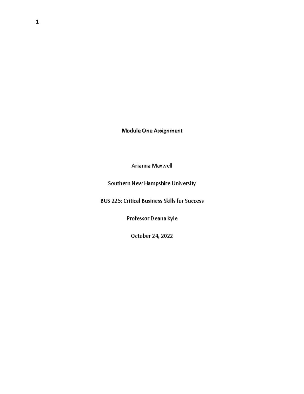 BUS225 Module One Assignment - Module One Assignment Arianna Maxwell ...