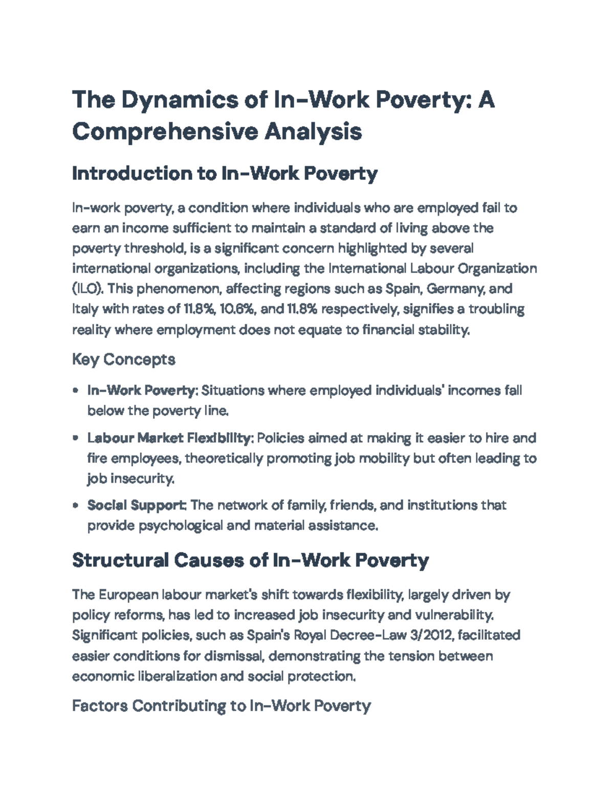 Dynamics of In-Work Poverty: Analysis of Causes and Impacts - The ...