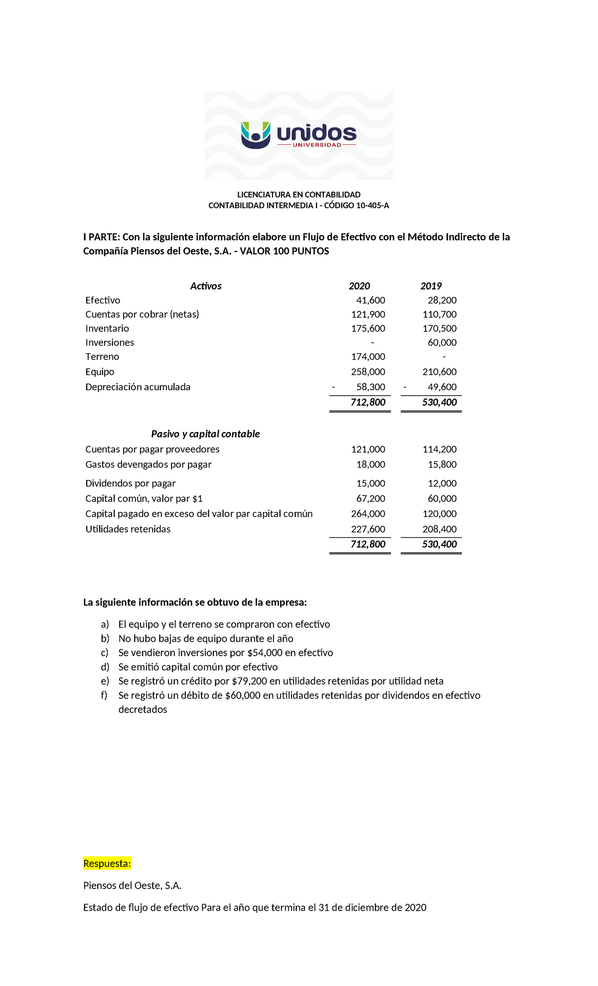 Flujo de Efectivo - Examen Final Lic. Contabilidad 10-405-A - Studocu
