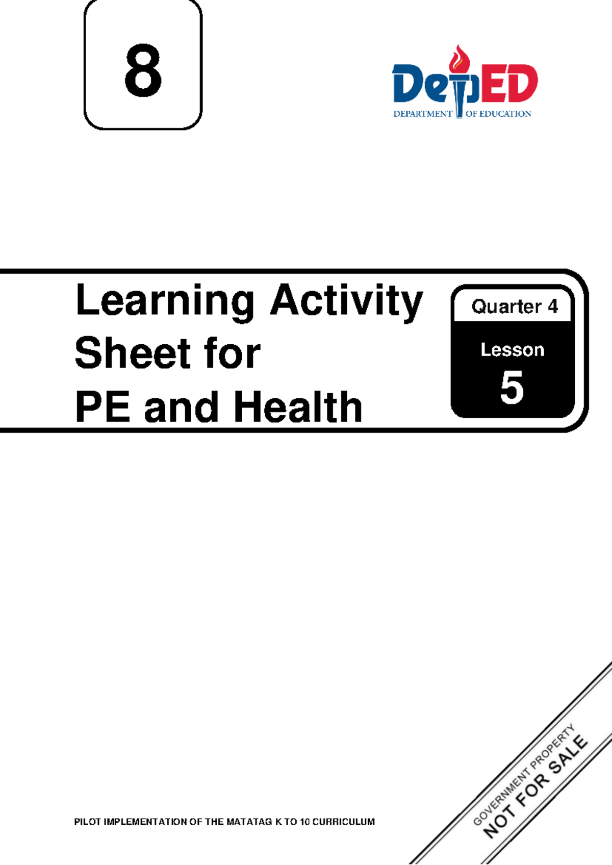 Q4 LAS PE & Health 8: Lesson 5 Activity Sheet for Matatag Curriculum ...