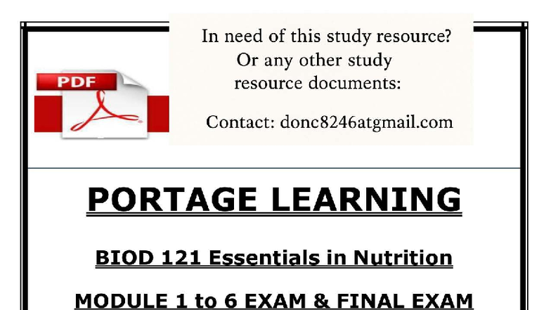 BIOD 121 Final Exam: Modules 1-6 Questions & Answers Guide - Studocu