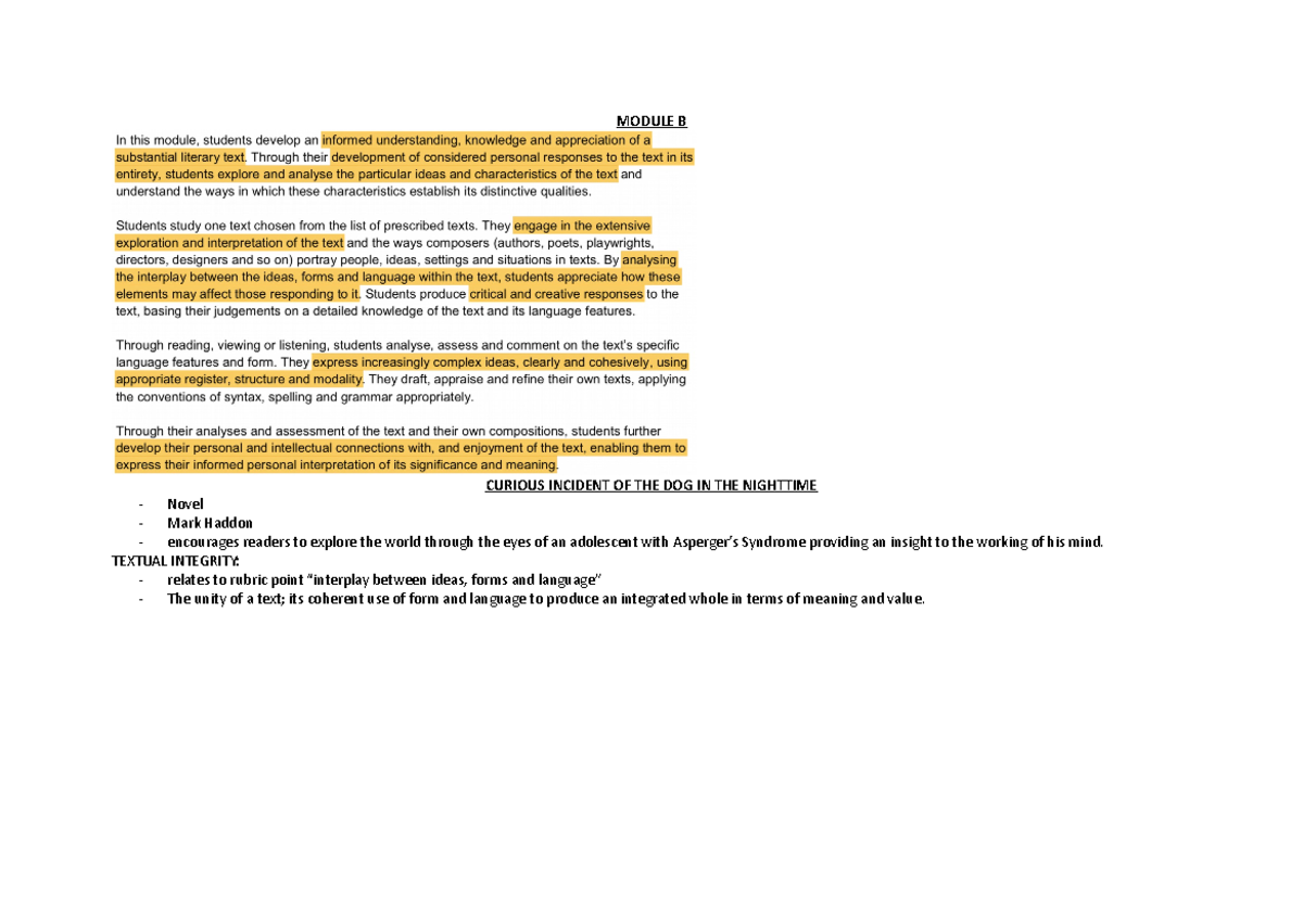 Module B quotes - MODULE B CURIOUS INCIDENT OF THE DOG IN THE NIGHTTIME ...