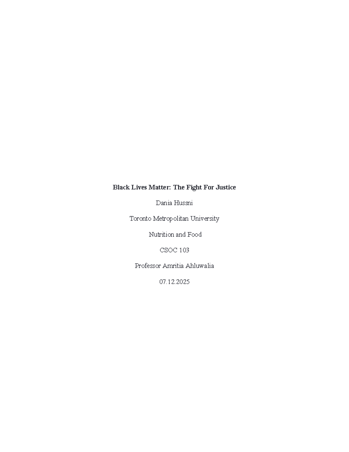 CSOC 103 Case Study: The Impact of the Black Lives Matter Movement - Studocu