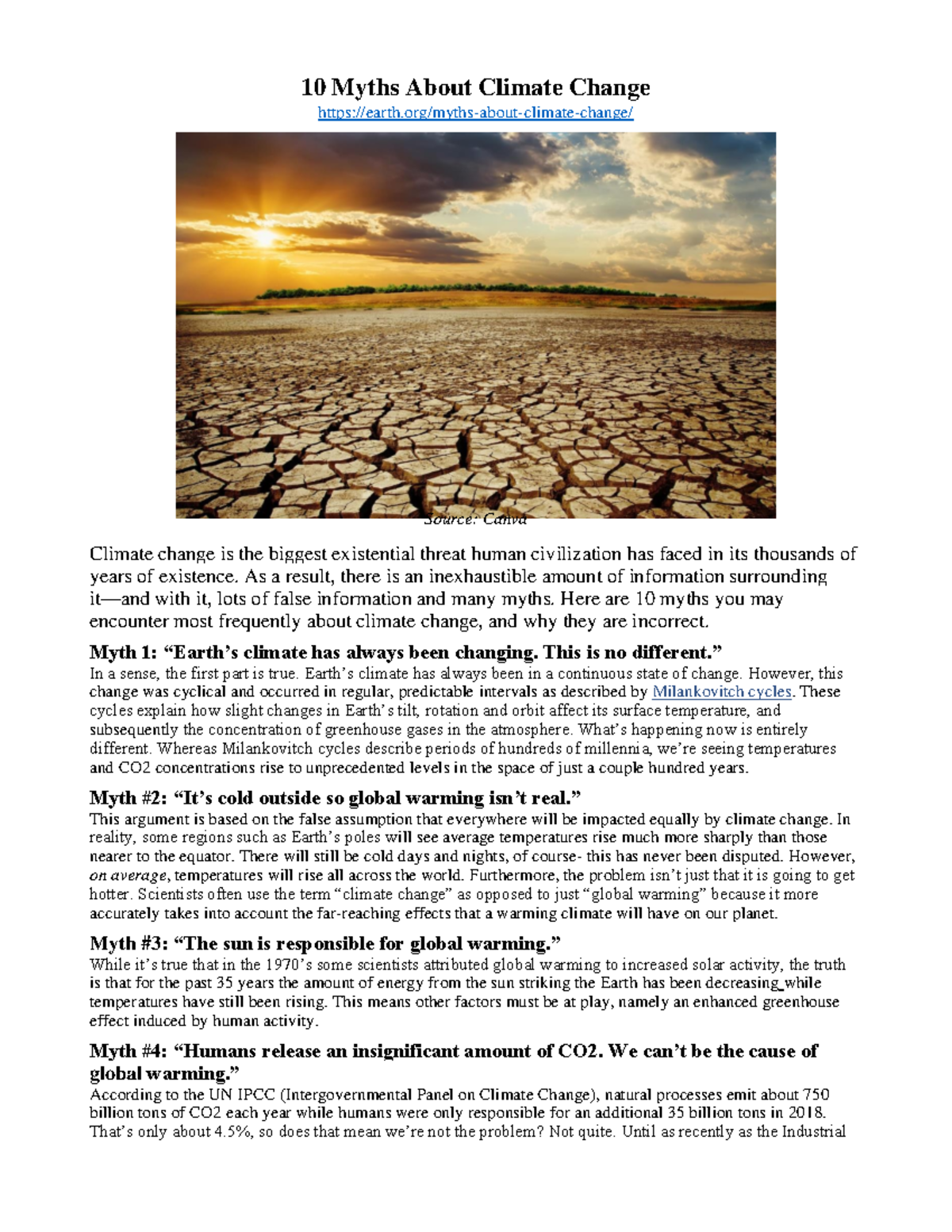 10 Myths About Climate Change - 10 Myths About Climate Change earth ...