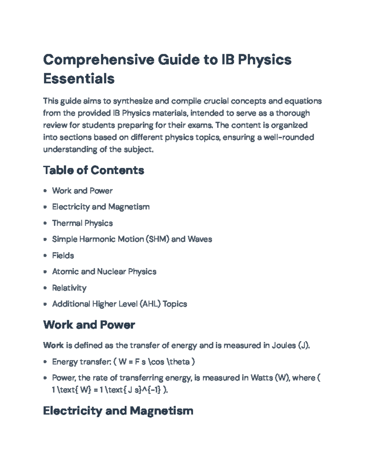 Comprehensive Guide to IB Physics Exam Preparation Notes ...
