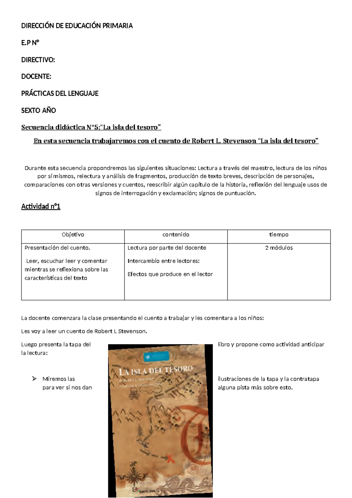 Secuencia Didáctica: La Isla del Tesoro - Sexto Año E.P. - Studocu
