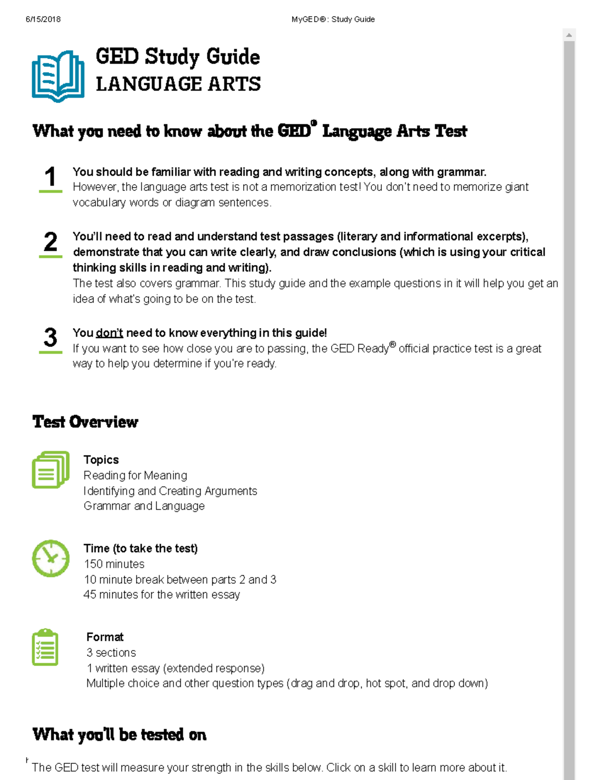 GED Study Guide: Language Arts Test Preparation - Studocu