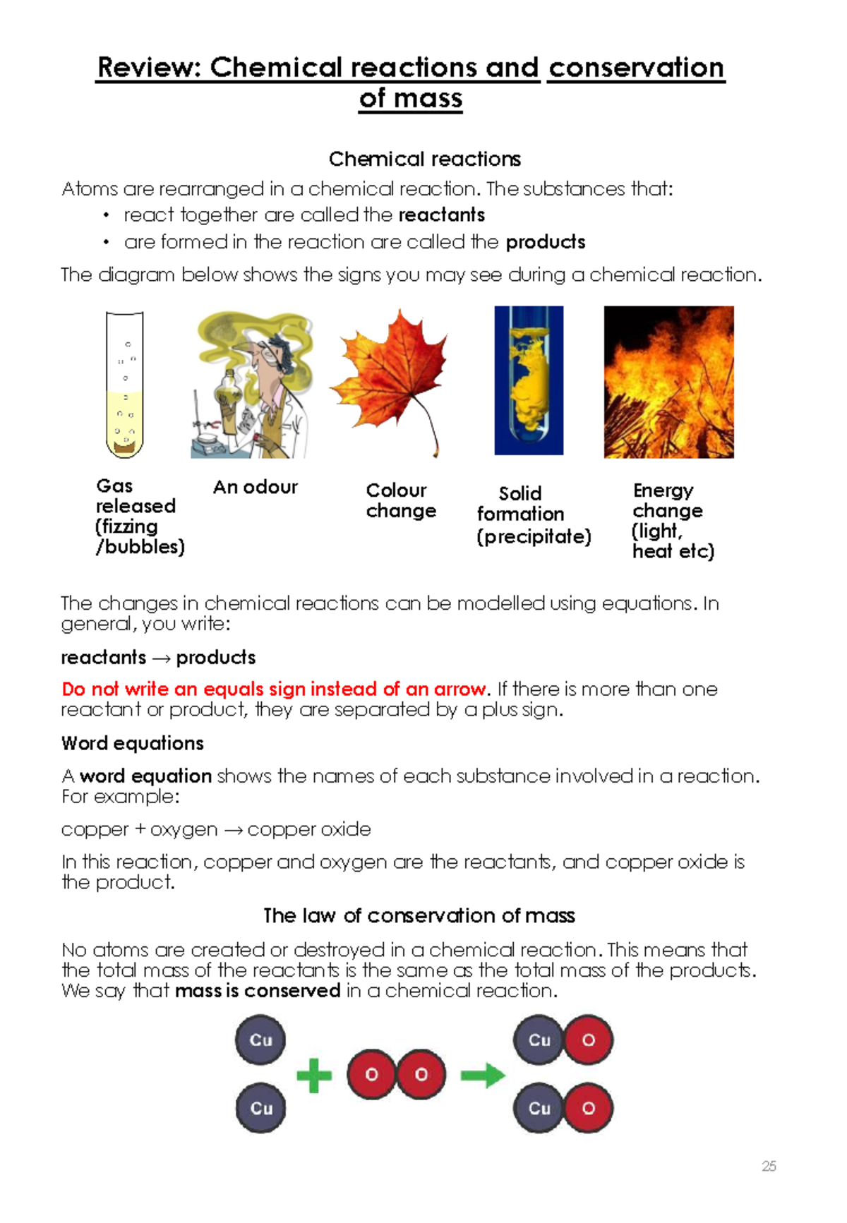 Revision: Chemical Reactions & Conservation of Mass (CHEM 101) - Studocu