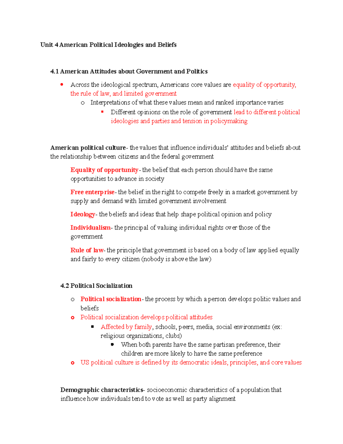 AP US Gov Unit 4 Ideologies & Beliefs: Key Concepts & Trends - Studocu